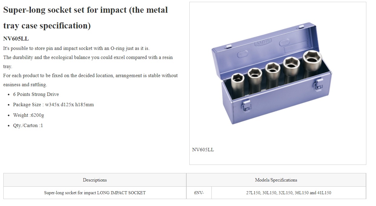 Ichiban Precision Sdn Bhd - Tone - Tone Socket set (6 With corner holder), Deep socket set (6 ...